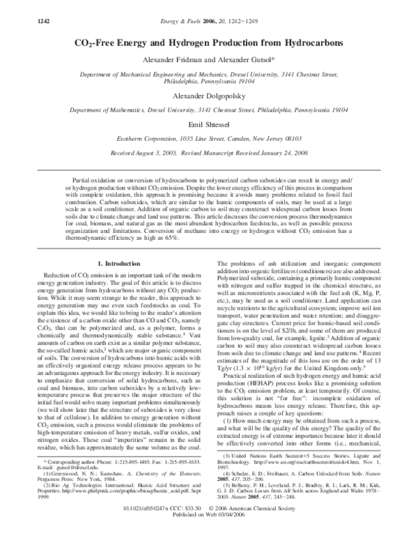 (PDF) CO2-Free Energy and Hydrogen Production from Hydrocarbons