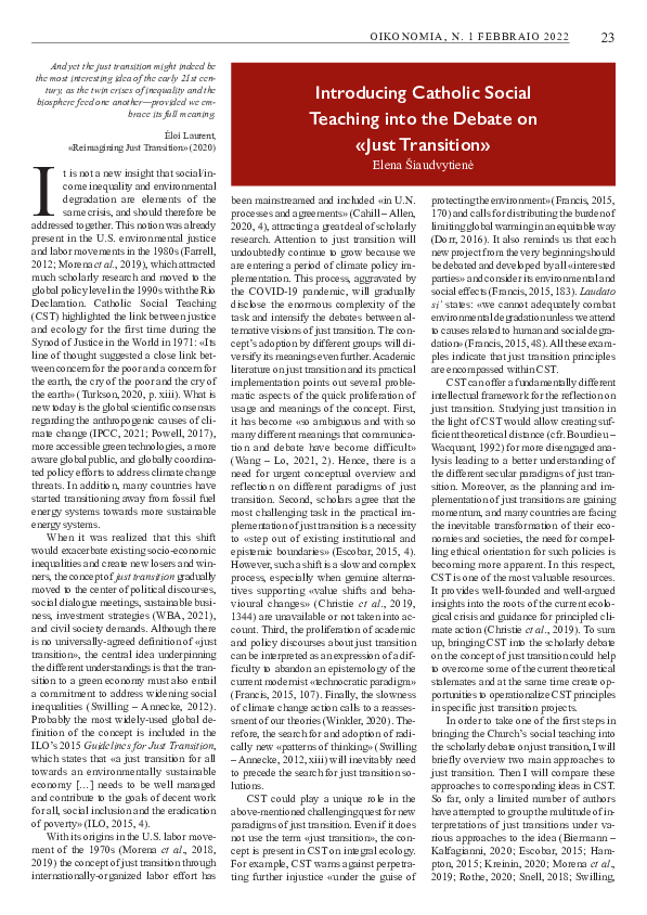 (PDF) Introducing Catholic Social Teaching into the Debate on "Just ...