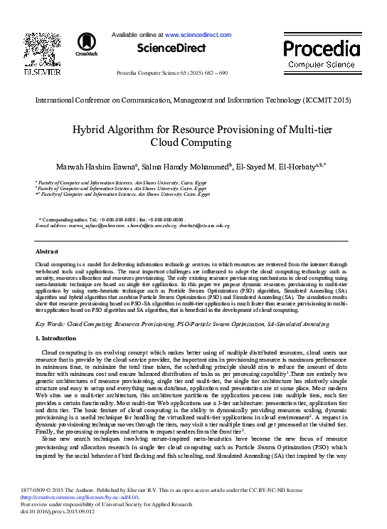 (PDF) Hybrid Algorithm for Resource Provisioning of Multi-tier Cloud Computing