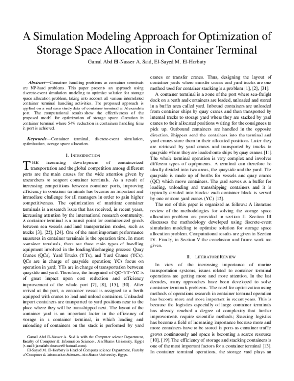 Pdf A Simulation Modeling Approach For Optimization Of Storage Space