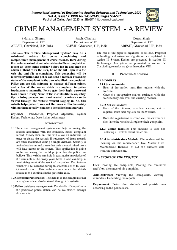 (PDF) Crime Management System - a Review