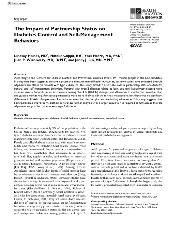 (PDF) The Impact of Partnership Status on Diabetes Control and Self ...