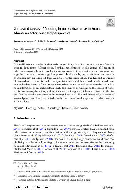 (PDF) Contested causes of flooding in poor urban areas in Accra, Ghana ...