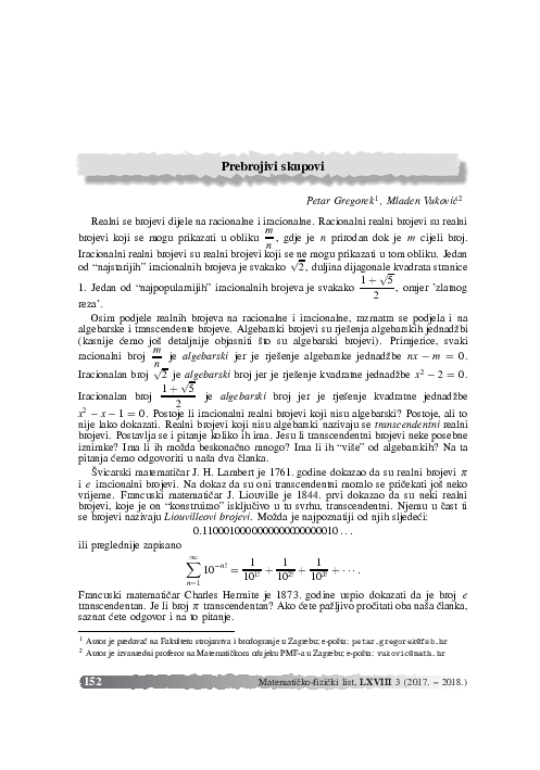 (PDF) Prebrojivi skupovi