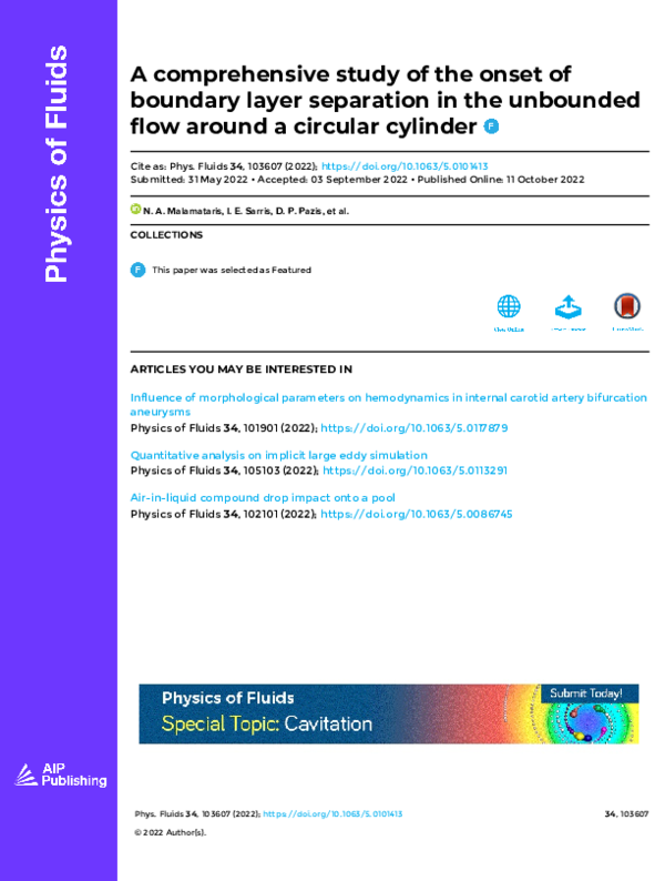 (PDF) A comprehensive study of the onset of boundary layer separation in the unbounded flow ...