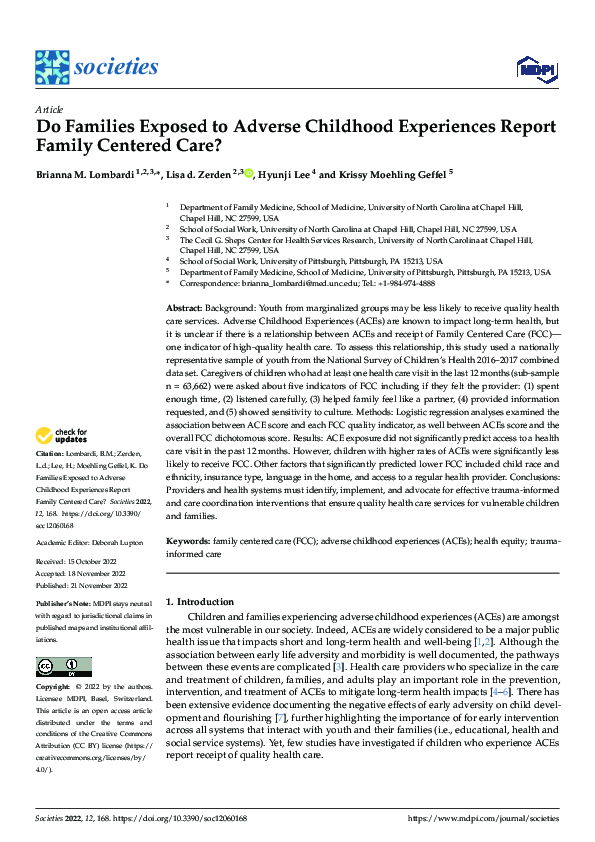 (PDF) Do Families Exposed to Adverse Childhood Experiences Report ...