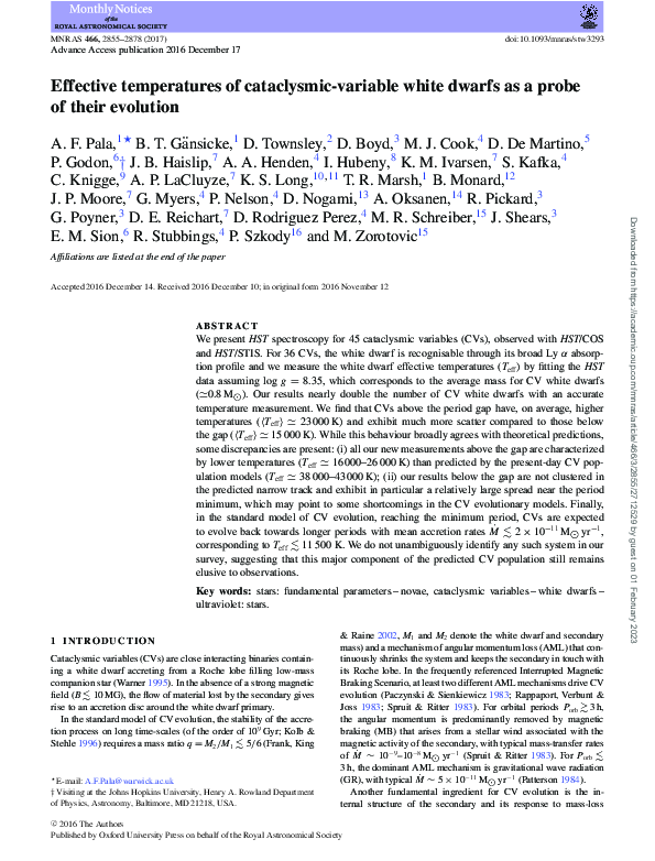 (PDF) Effective temperatures of cataclysmic-variable white dwarfs as a ...
