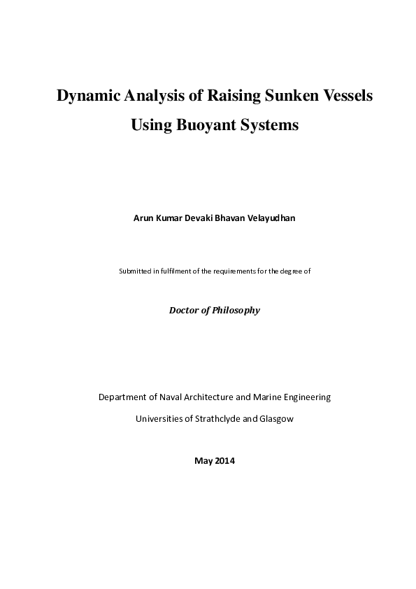 (PDF) Dynamic analysis of raising sunken vessels using buoyant systems