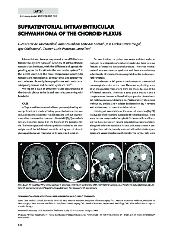 (PDF) Supratentorial intraventricular schwannoma of the choroid plexus