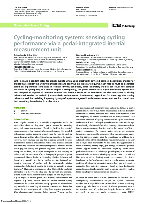 (PDF) Cycling Monitoring System - Sensing Cycling Performance via a ...