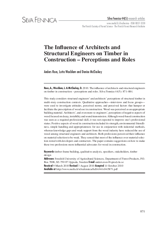 (PDF) The influence of architects and structural engineers on timber in ...