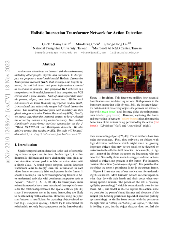 (PDF) Holistic Interaction Transformer Network for Action Detection