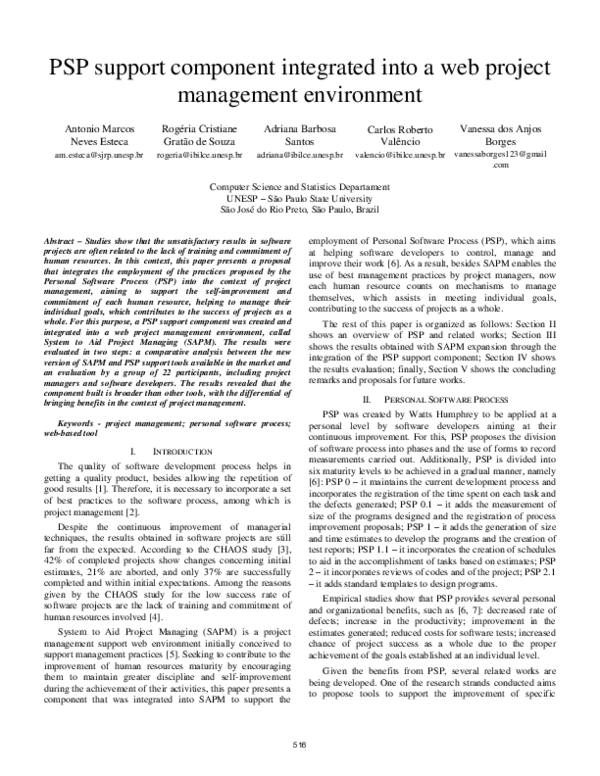 (PDF) PSP support component integrated into a web project management ...