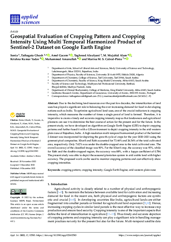 Pdf Geospatial Evaluation Of Cropping Pattern And Cropping Intensity