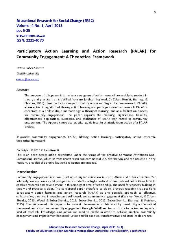 (PDF) Participatory Action Learning and Action Research (PALAR) for ...