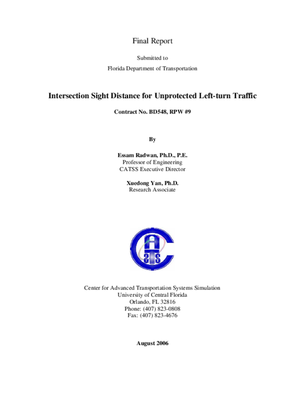 (PDF) Geometric Models to Calculate Intersection Sight Distance for ...