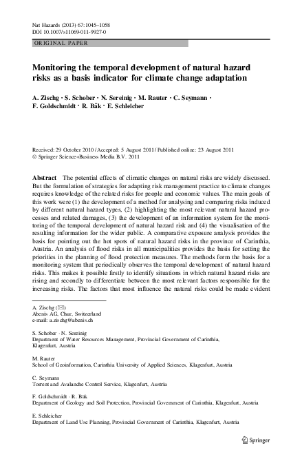 (PDF) Monitoring the temporal development of natural hazard risks as a ...