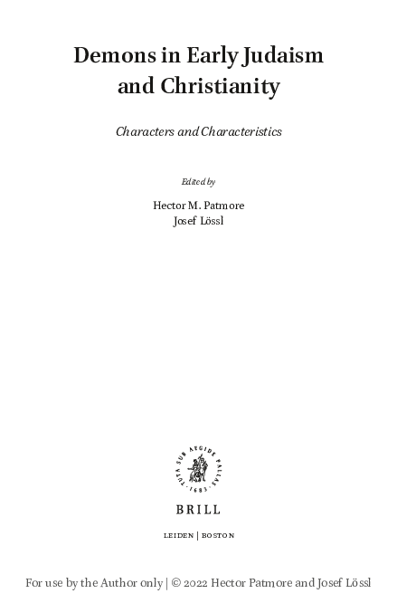 (PDF) Demons in Early Judaism and Christianity (ToC)