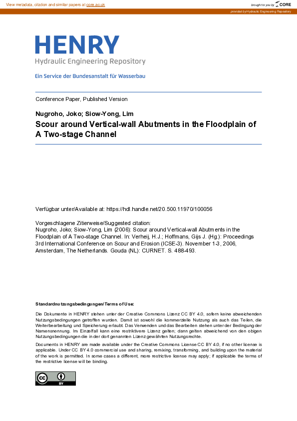 (PDF) Scour around Vertical-wall Abutments in the Floodplain of A Two ...