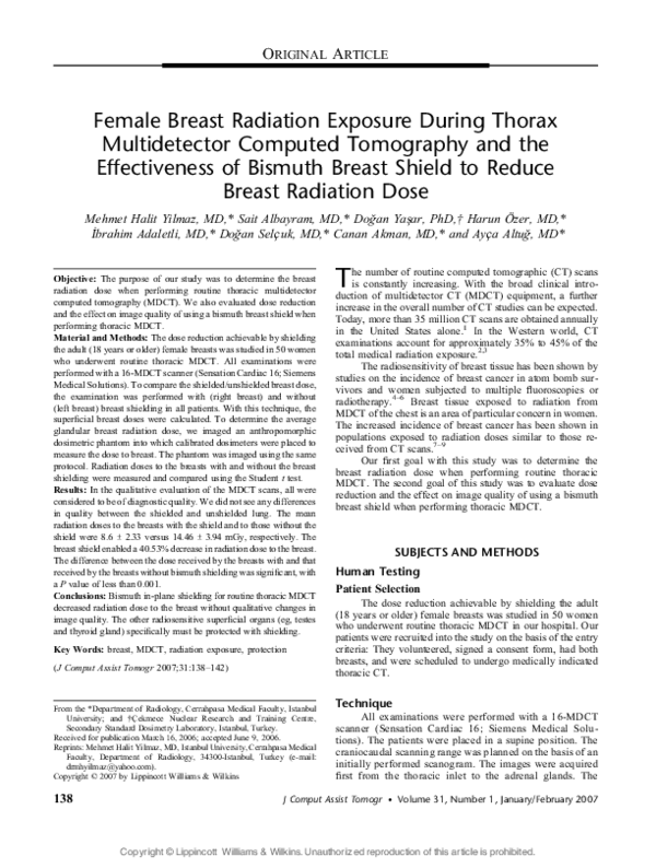 (PDF) Female Breast Radiation Exposure During Thorax Multidetector ...