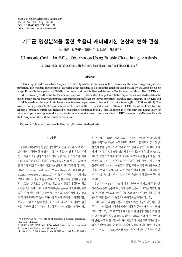 (PDF) Ultrasonic Cavitation Effect Observation Using Bubble Cloud Image Analysis