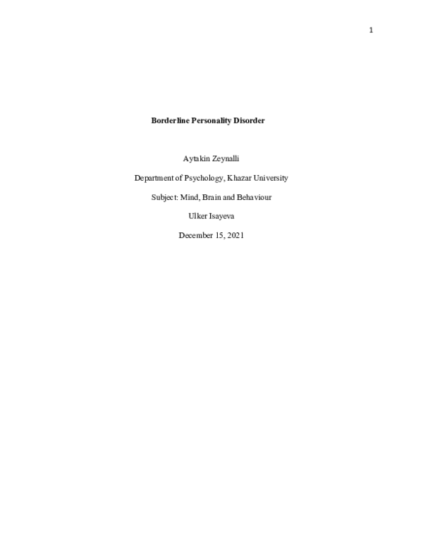 (DOC) Borderline Personality Disorder-Student Paper