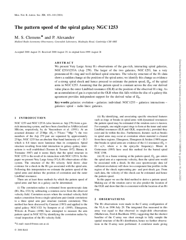 (PDF) The pattern speed of the spiral galaxy NGC 1253