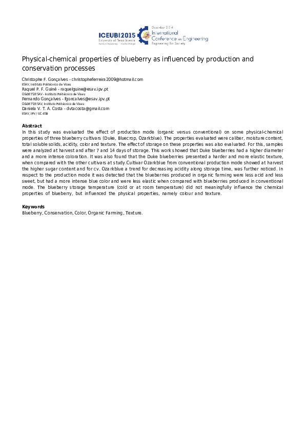 (PDF) Physical-chemical properties of blueberry as inﬂuenced by ...