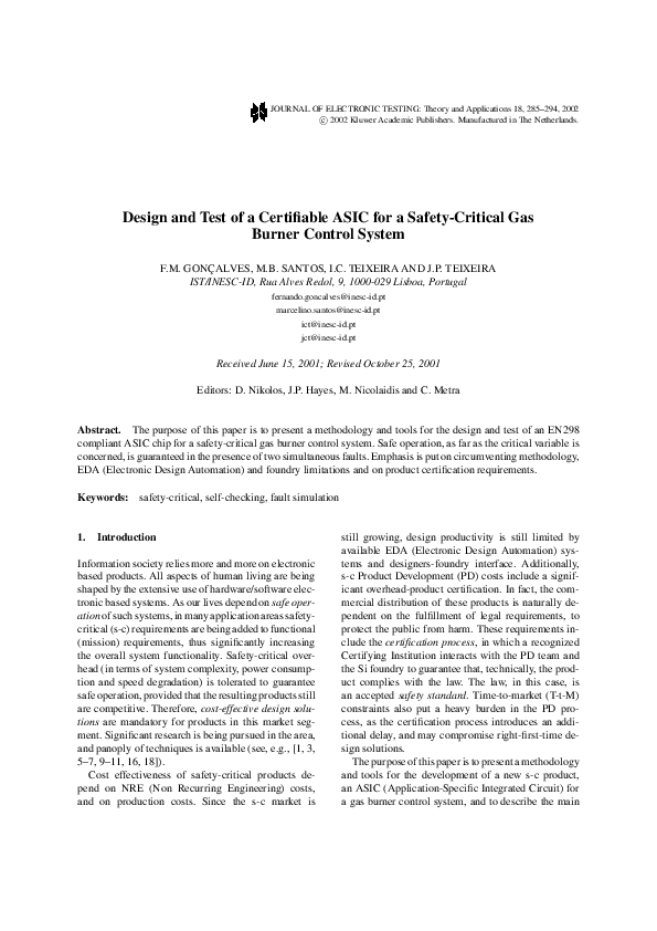 (PDF) Design and test of a certifiable ASIC for a safety-critical gas ...