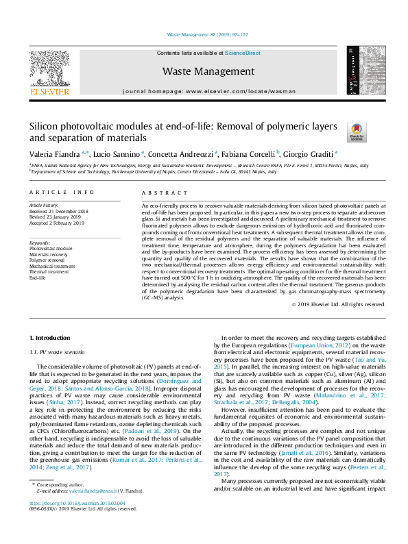 (PDF) Silicon photovoltaic modules at end-of-life: Removal of polymeric ...