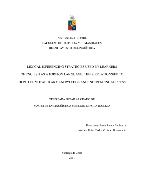 (PDF) Lexical inferencing strategies used by learners of english as a foreign language: their ...