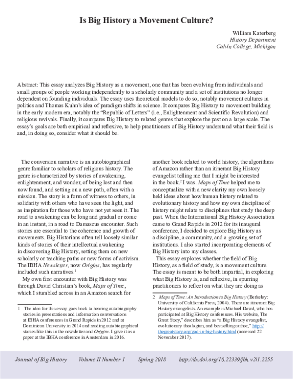 (PDF) Is Big History a Movement Culture?