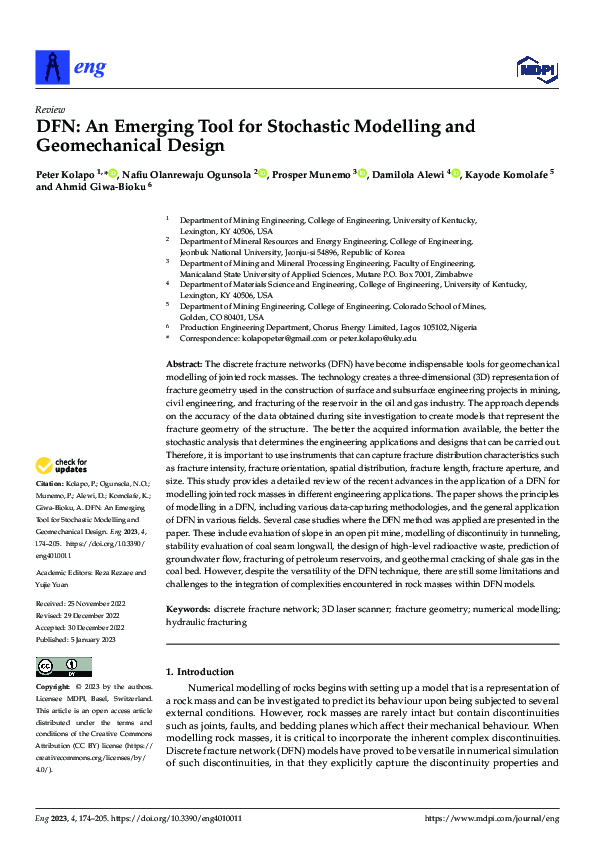 (PDF) DFN: An Emerging Tool for Stochastic Modelling and Geomechanical Design