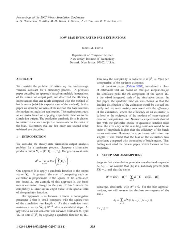 (PDF) Low bias integrated path estimators | Jim Calvin - Academia.edu