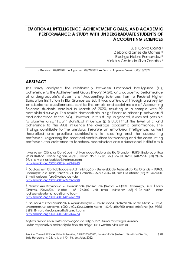 (PDF) Emotional Intelligence, Achievement Goals, and Academic ...
