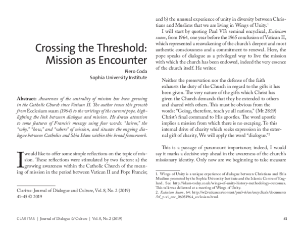 (PDF) Crossing the Threshold: Mission as Encounter