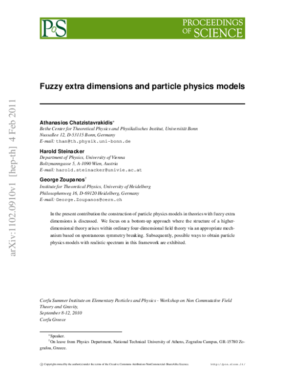 (PDF) Fuzzy extra dimensions and particle physics models | George Zoupanos - Academia.edu