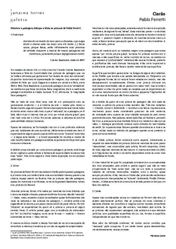(PDF) Dissolver a paisagem, dissipar a ideia: as pinturas de Pablo Ferretti