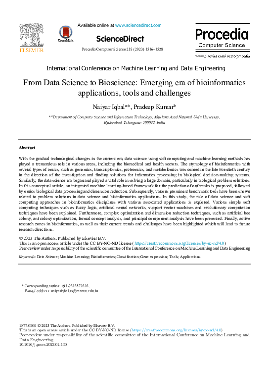 (PDF) From Data Science to Bioscience: Emerging era of bioinformatics ...