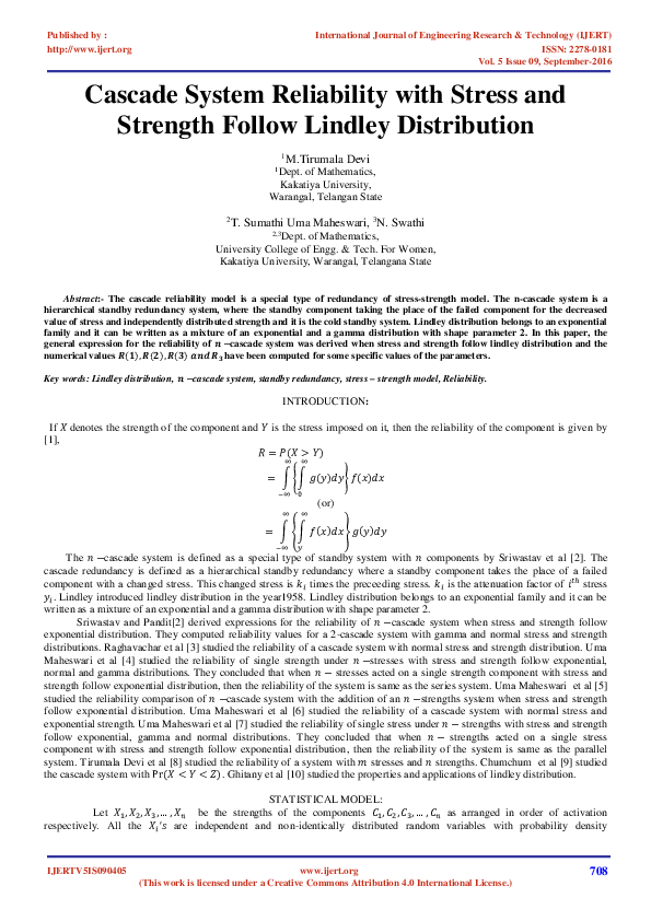 (PDF) Cascade System Reliability with Stress and Strength Follow ...