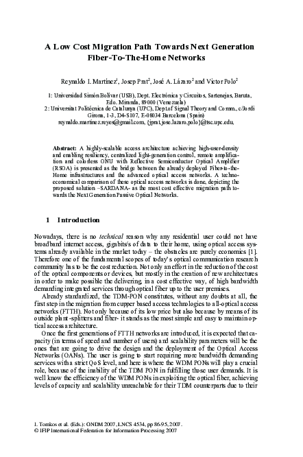 (PDF) A Low Cost Migration Path Towards Next Generation Fiber-To-The ...