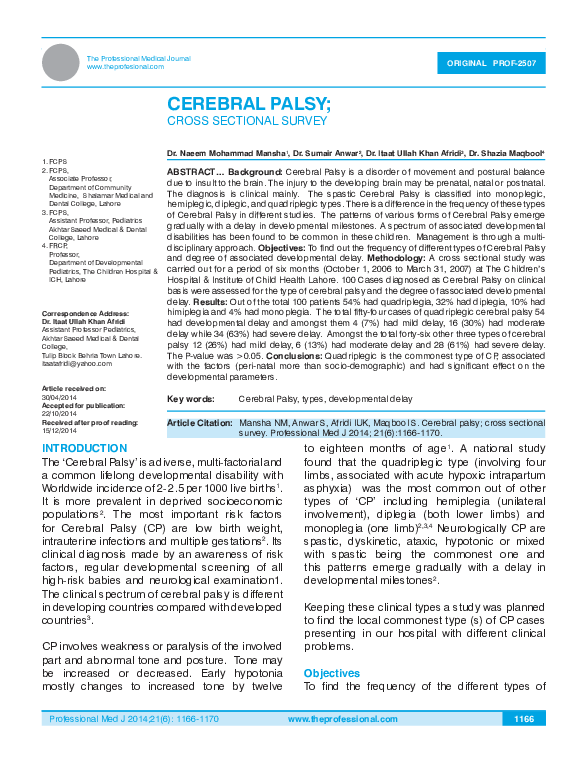 (PDF) Cerebral Palsy