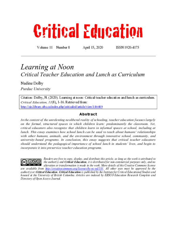 (PDF) Learning at Noon