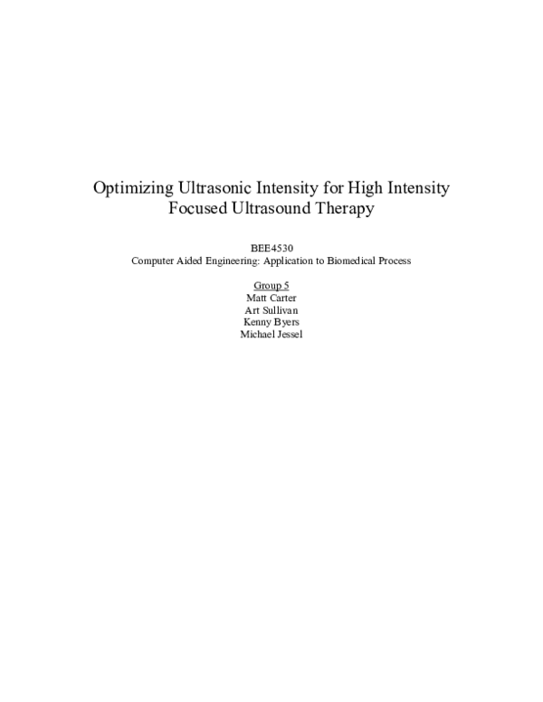 (PDF) Optimizing Ultrasonic Intensity for High Intensity Focused ...