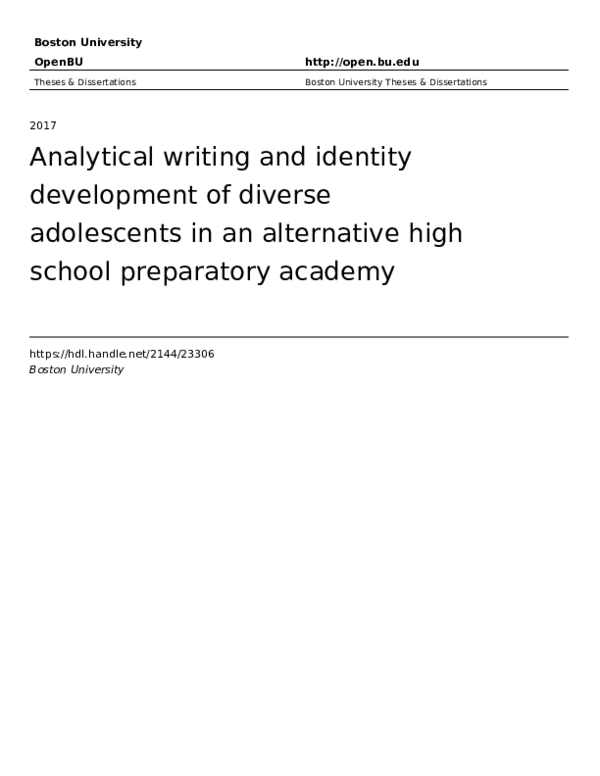 (PDF) Analytical writing and identity development of diverse ...