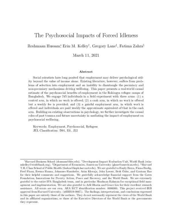 (PDF) The Psychosocial Impacts of Forced Idleness