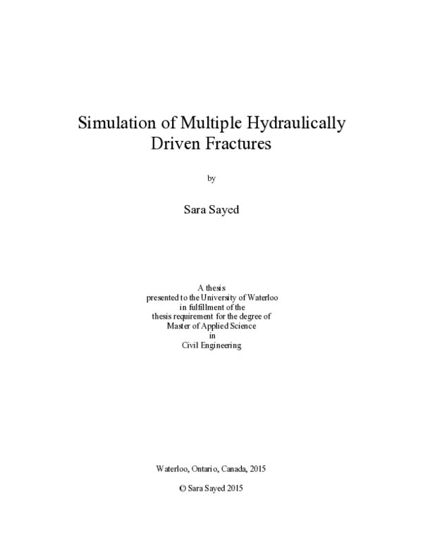 Pdf Simulation Of Multiple Hydraulically Driven Fractures
