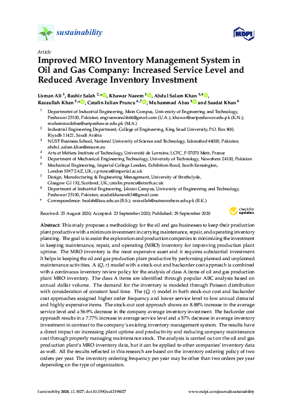 (PDF) Improved MRO Inventory Management System in Oil and Gas Company ...