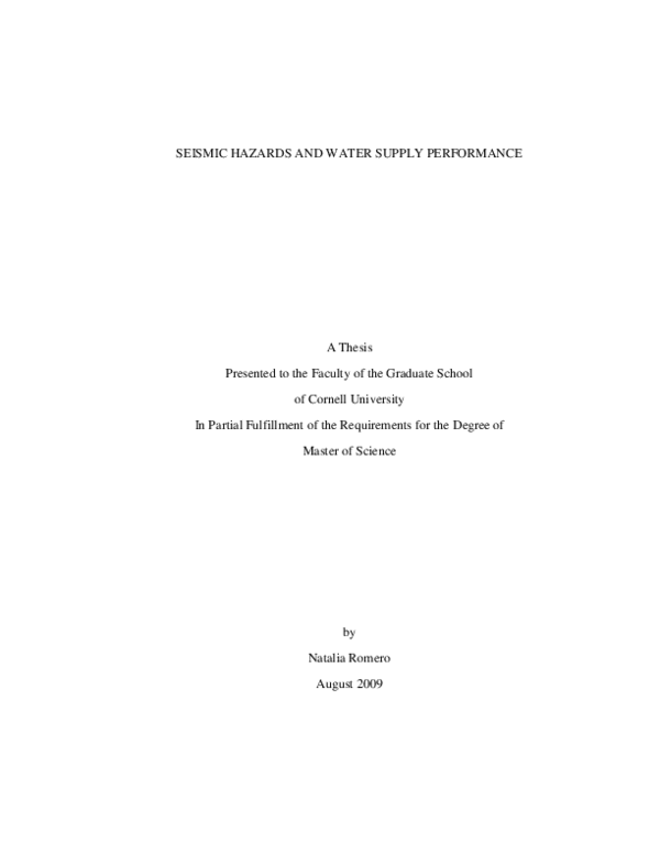 (PDF) Seismic Hazards and Water Supply Performance
