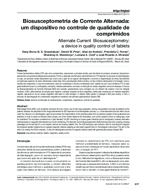 (PDF) Biosusceptometria de Corrente Alternada: um dispositivo no ...